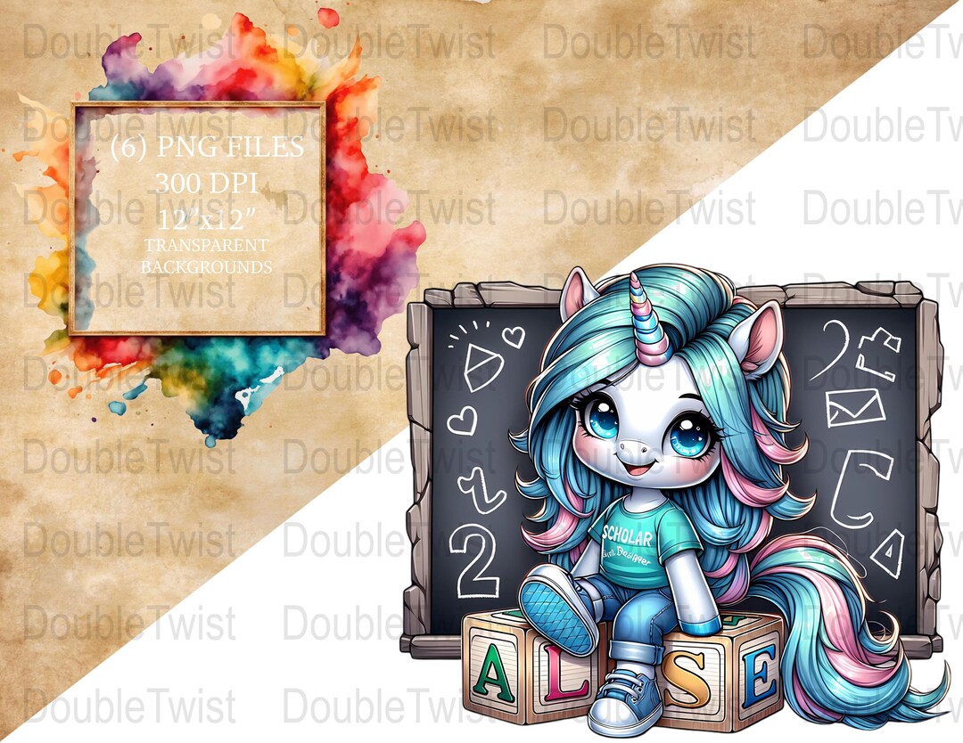 Back to School Unicorn Set 2 PNG Clipart, Cute Unicorns School Clip Art ...