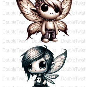 Emo Fairy Clipart Set 2, Gothic Fantasy PNG, Digital Download ...