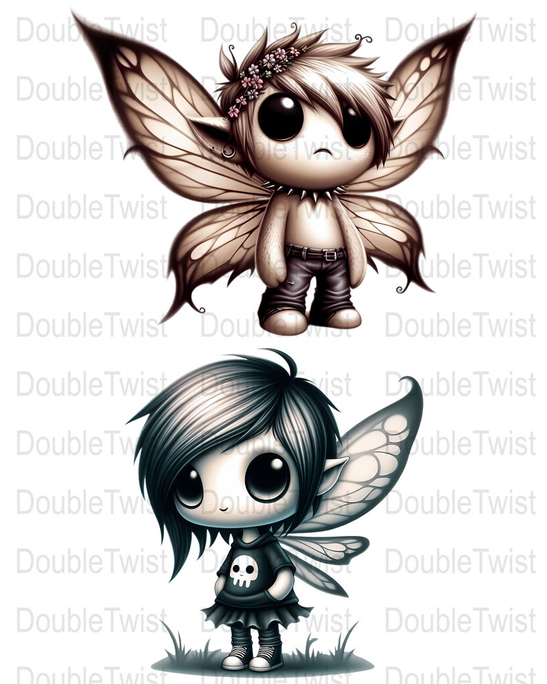 Emo Fairy Clipart Set 2, Gothic Fantasy PNG, Digital Download ...