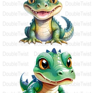 Cute Baby Alligator Clipart, Watercolor PNG Files for Download, Kids ...