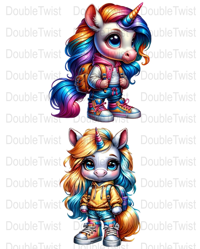 Cute Back to School Unicorn PNG Clipart, Adorable Unicorns for Kids ...
