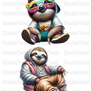 Cool Sloth Clipart, Streetwear Style Sloths PNG, Urban Chill Hipster ...