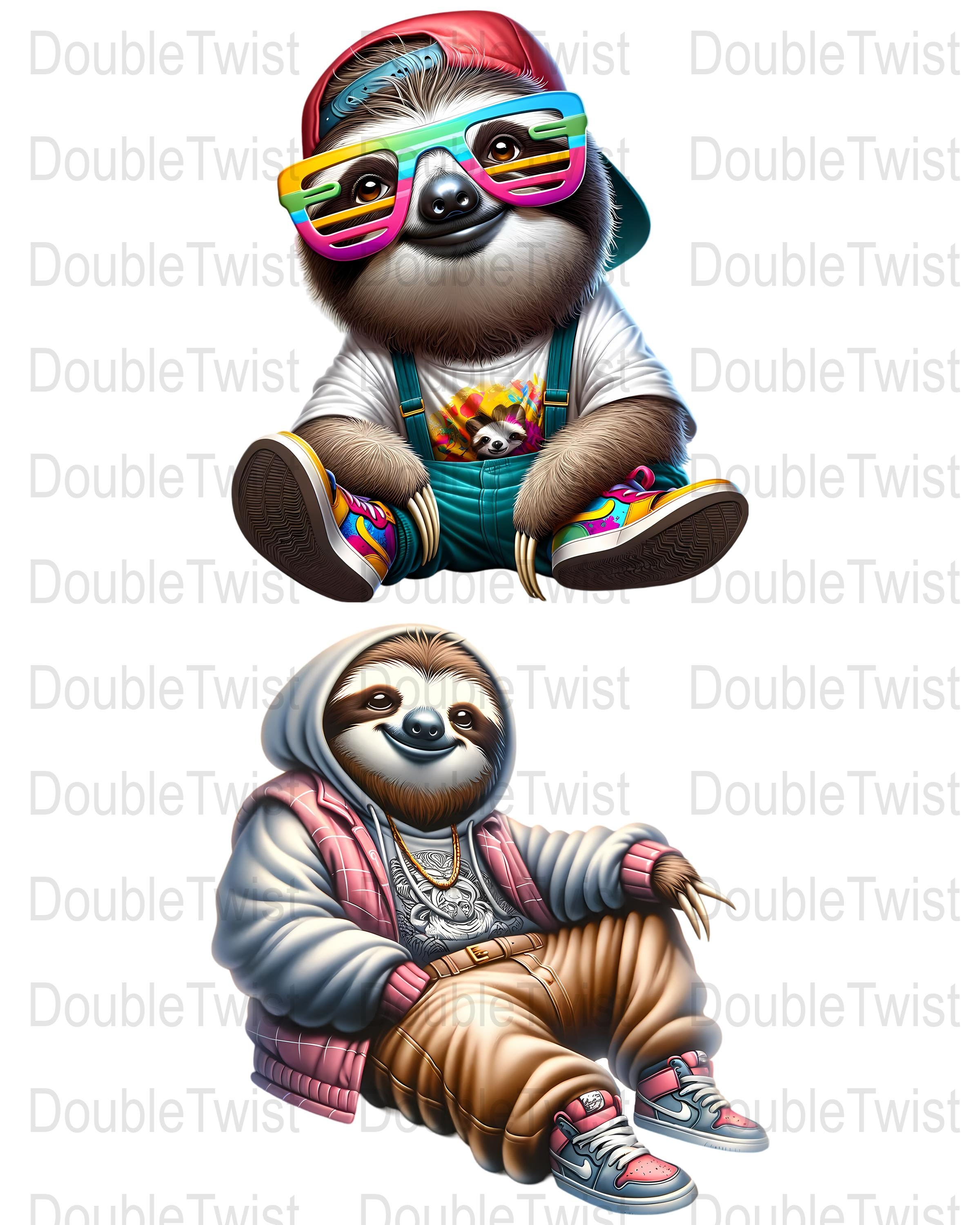 Cool Sloth Clipart, Streetwear Style Sloths PNG, Urban Chill Hipster ...