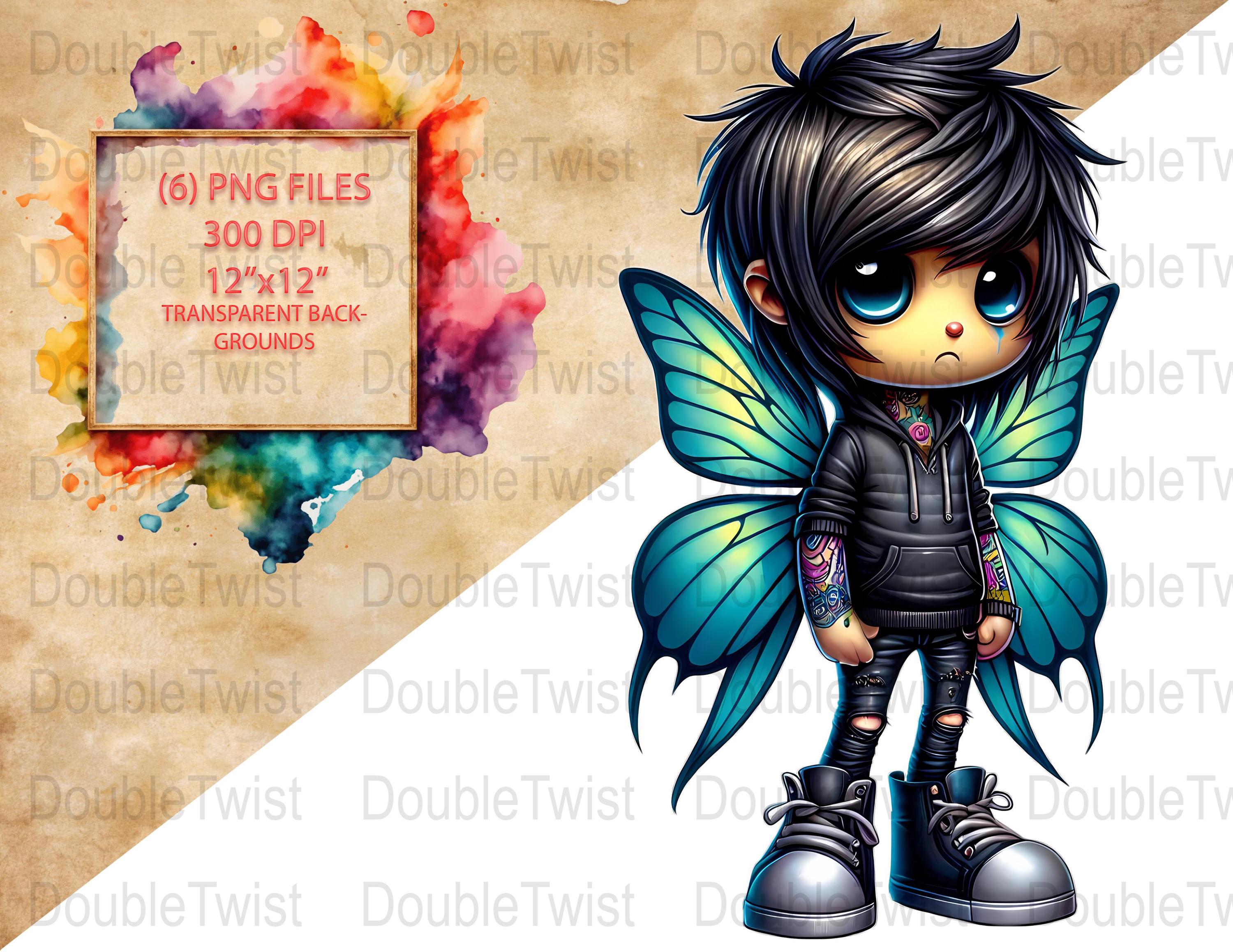 Quirky Emo Fairy PNG Clipart, Cute Cartoon Fairy Art, Sublimation ...