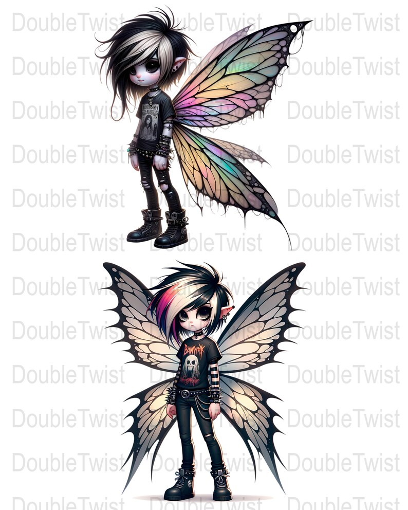 Emo Fairies Clipart Set, Gothic Fairy Pngs, Digital Download, Dark ...