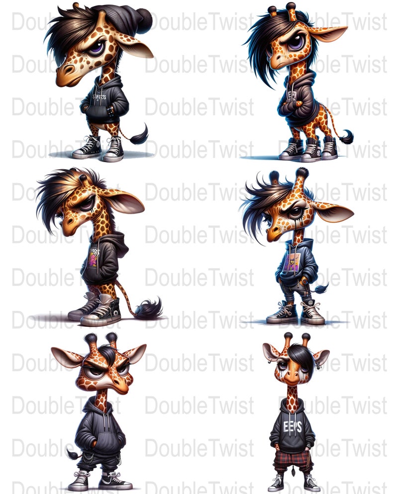 Emo Giraffe Digital PNG, Cool Punk Rock Giraffe Clipart, High-res ...