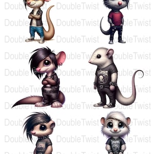 Emo Shrews Clipart Set, Cute Goth Animal Pngs, Digital Download, Punk ...