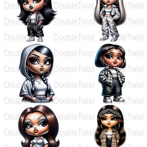 Cholo Doll Clipart PNG, Urban Fashion Girl Digital Art, Modern Female ...