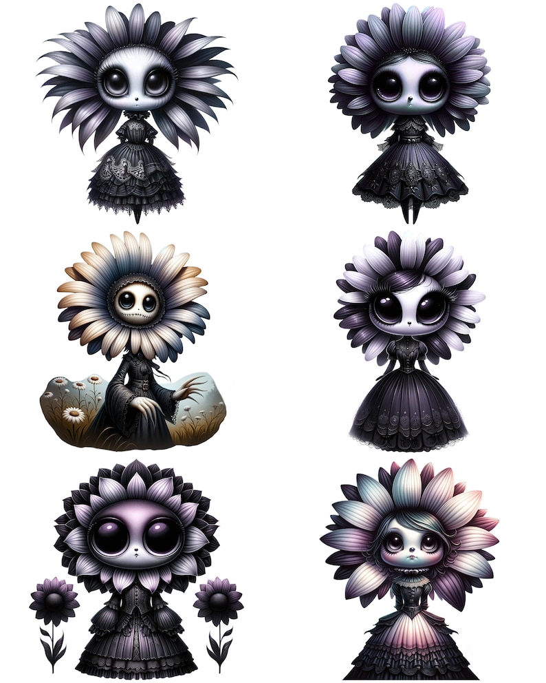 Gothic Sunflower Clipart, Dark Floral PNG, Fantasy Flower Art, Digital ...