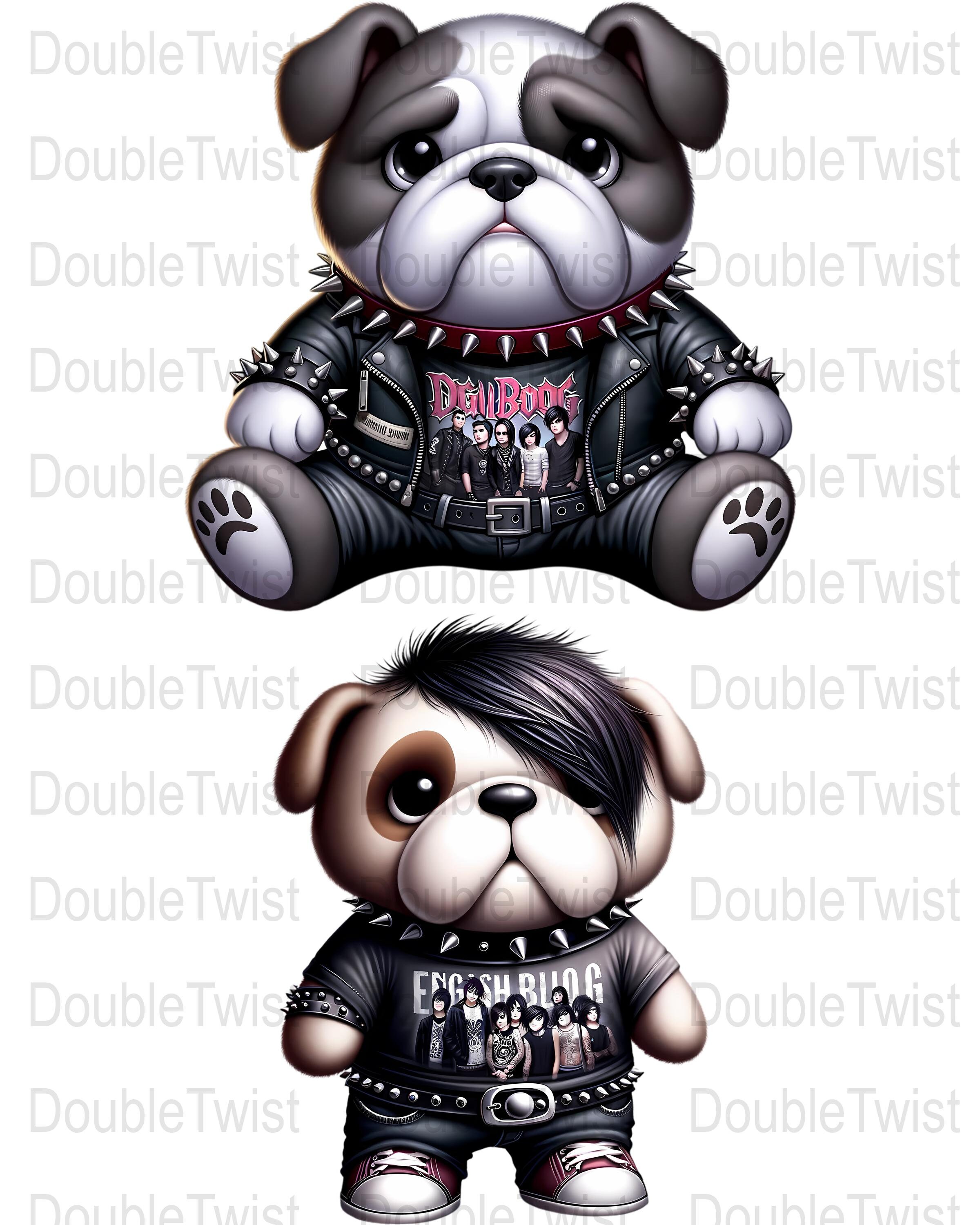 Emo English Bulldogs Clipart, Cute Goth Dog PNG, Digital Download, Pet ...