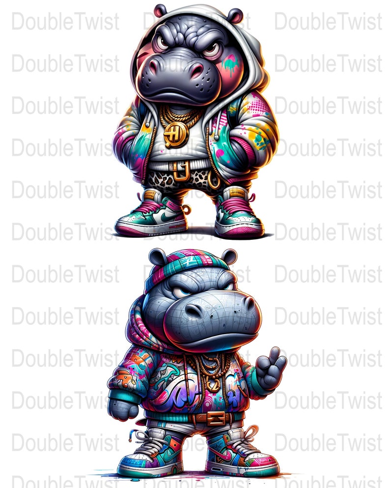 Hip Hop Hippo Clipart PNG, Streetwear Style Animal, Urban Jungle ...