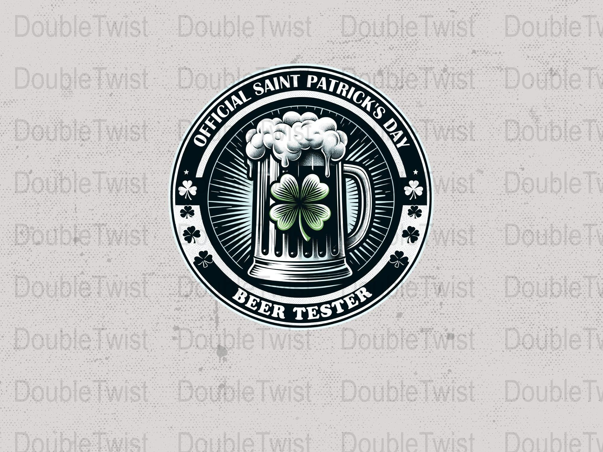 St. Patrick's Day Beer Tester Graphic, Digital Shamrock Beer Emblem ...