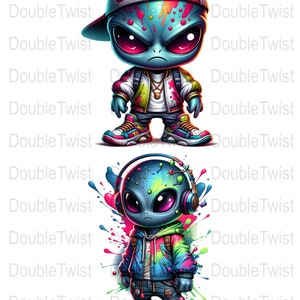 Streetwear Graffiti Alien Clipart, Paint Splatter Extraterrestrial PNG ...