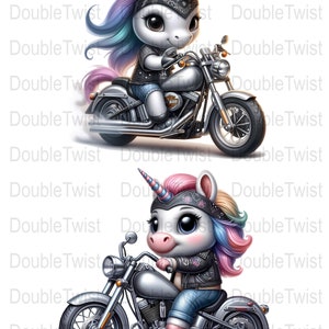 Biker Unicorns Clipart Set 02, Motorcycle Riding Fantasy Creatures PNG ...