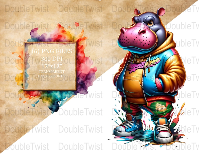 Hip Hop Hippo Clipart PNG, Streetwear Style Animal, Urban Jungle ...