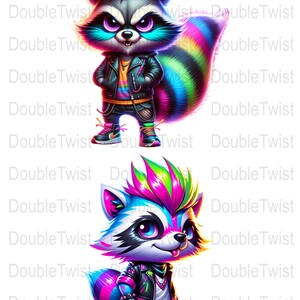 Neon Punk Raccoon Clipart, Bright Digital PNG, Urban Animal ...