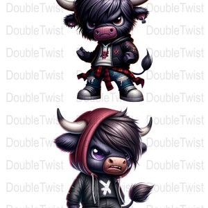Emo Highland Cow Clipart, Goth Punk PNG Graphics (digital Download) - Etsy