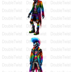 Rainbow Punk Zombie Clipart: Colorful Undead Graphics (digital Download ...