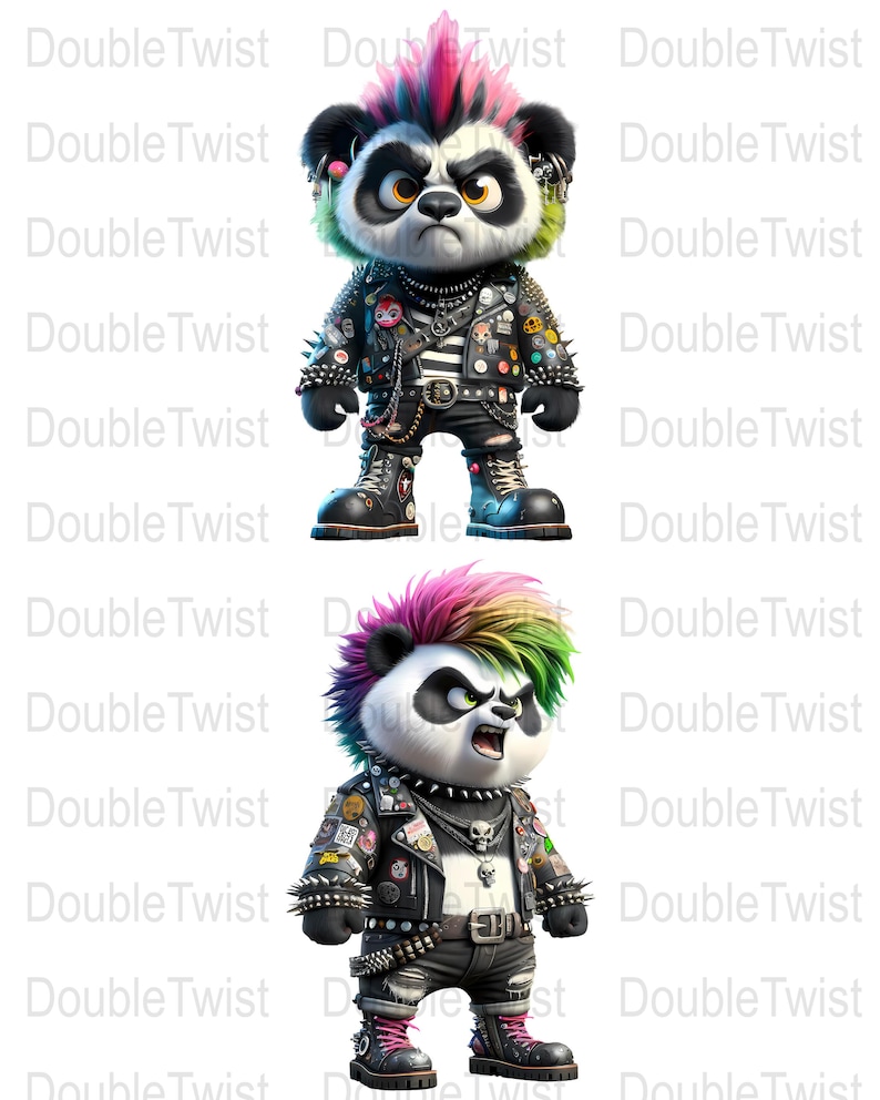 Punk Rock Panda PNG Clipart, Graphic Tee Sticker (digital Download) - Etsy
