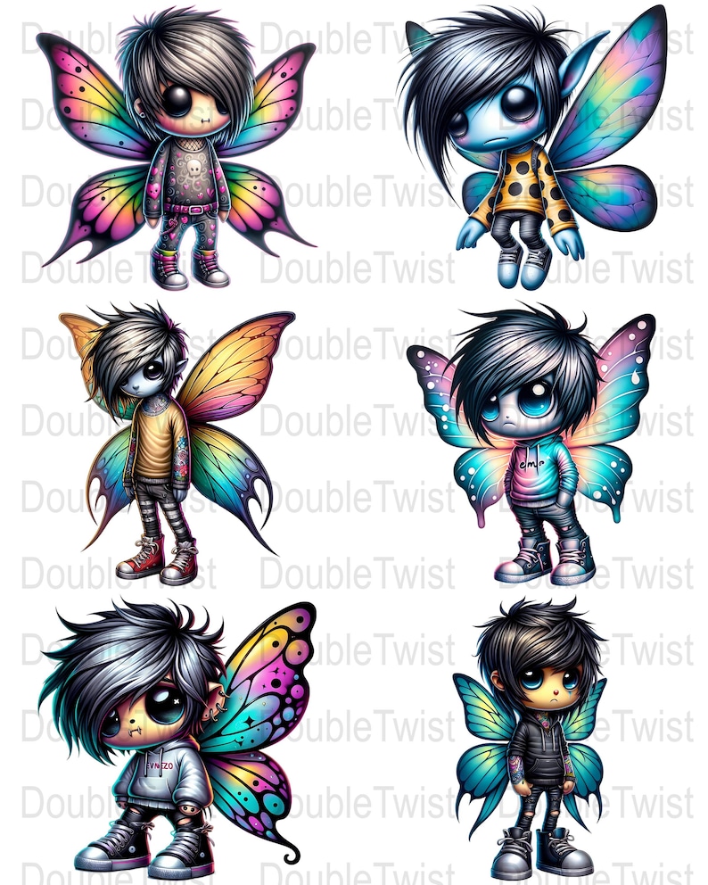 Quirky Emo Fairy PNG Clipart, Cute Cartoon Fairy Art, Sublimation ...