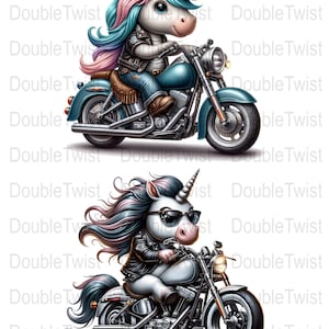 Biker Unicorns Clipart Set 02, Motorcycle Riding Fantasy Creatures PNG ...