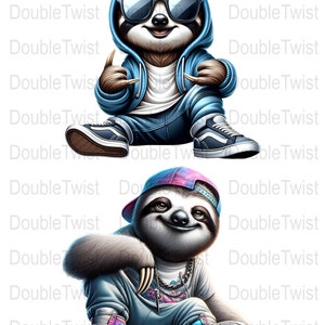 Cool Sloth Clipart, Streetwear Style Sloths PNG, Urban Chill Hipster ...