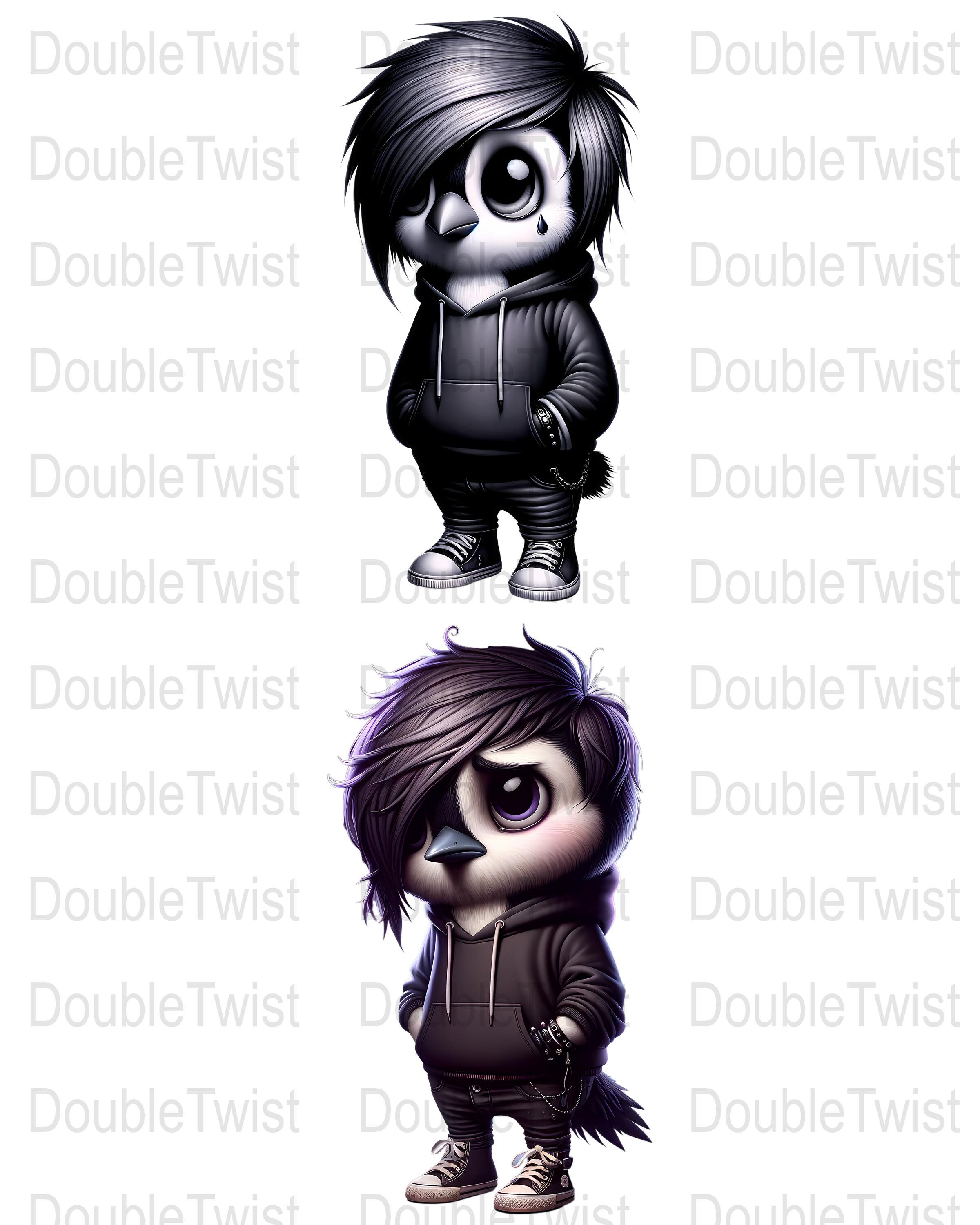 Emo Penguins Clipart, Cool Penguin With Hoodie, Digital Download, 300 ...
