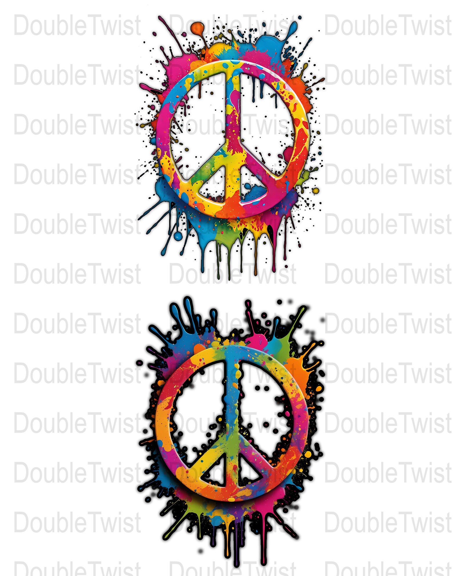 Colorful Peace Sign Pngs, Watercolor Paint Splatter, Digital Download ...