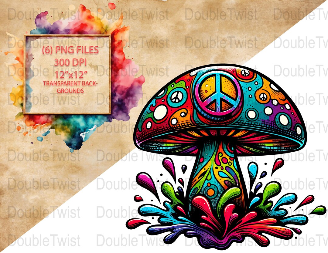 Groovy Mushrooms Clipart, Psychedelic Mushroom Digital Download, Trippy ...