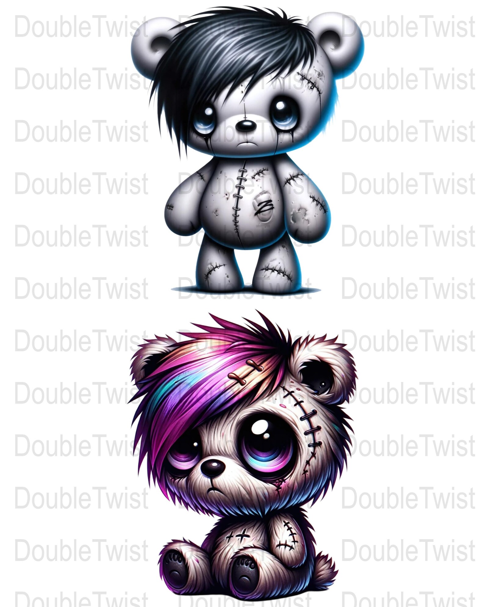 Distressed Emo Teddy Bear PNG Collection: Gothic Clipart (digital ...