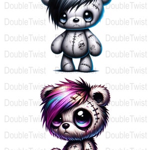 Distressed Emo Teddy Bear PNG Collection, Cute Gothic Bears Clipart ...