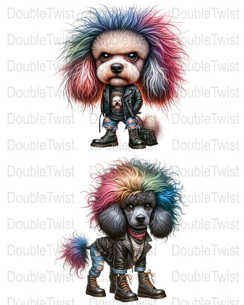 Colorful Grunge Poodle Pngs, Cute Dog Digital Art, Instant Download ...