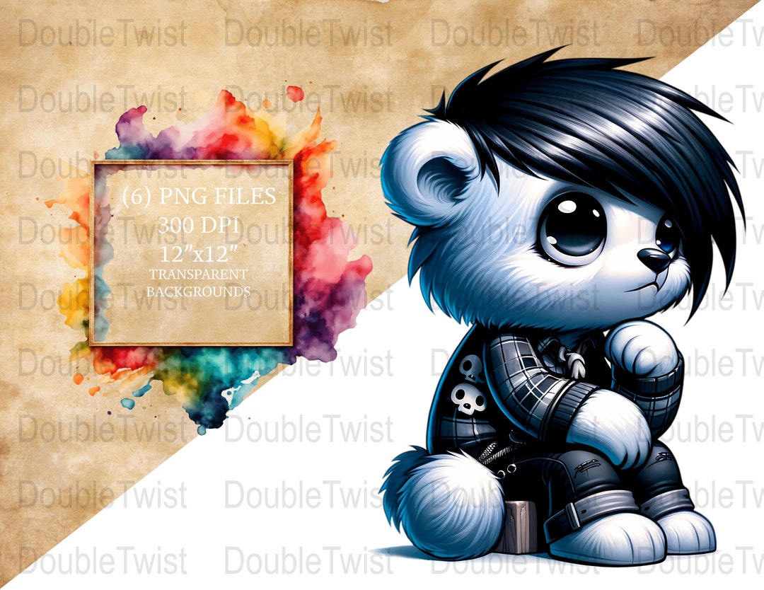 Emo Polar Bears Clipart Pngs, Cute Punk Bear Illustrations, Digital ...