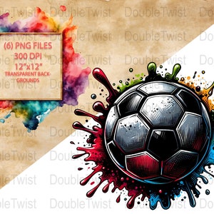 Colorful Splatter Soccer Ball Clipart Bundle, Sports Theme Digital ...