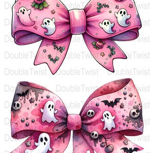 Cute Halloween Coquette Bow PNG, Halloween Ghost Bow Clipart, Trendy ...