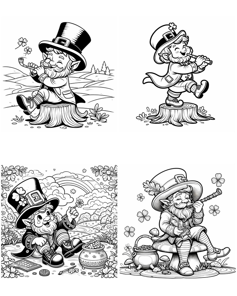 Leprechaun Coloring Pages for Adults PDF 12 Pages, Printable St ...