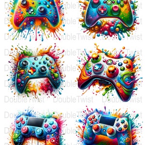 Color Splash Game Controller Clipart, Vibrant Gaming Pngs for Crafting ...