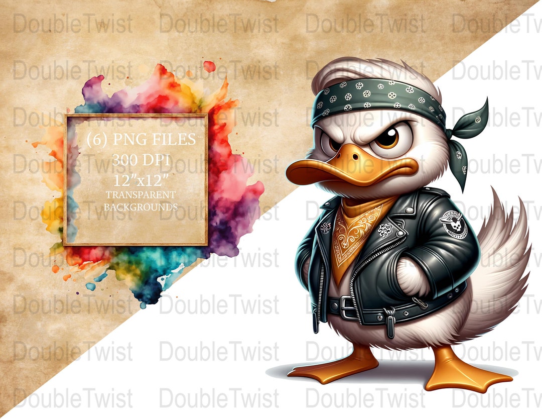 Biker Duck Clipart PNG, Motorcycle Ducks Digital Download, Cool Duck ...