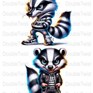 Emo Badger Clipart, Punk Rock Woodland Animal PNG, Digital Download ...