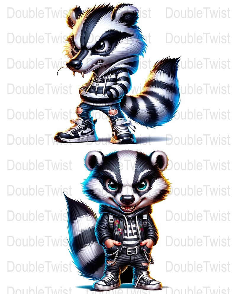 Emo Badger Clipart, Punk Rock Woodland Animal PNG, Digital Download ...