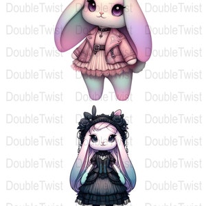 Pastel Goth Bunny Clipart, Cute Gothic Rabbit PNG, Kawaii Digital ...