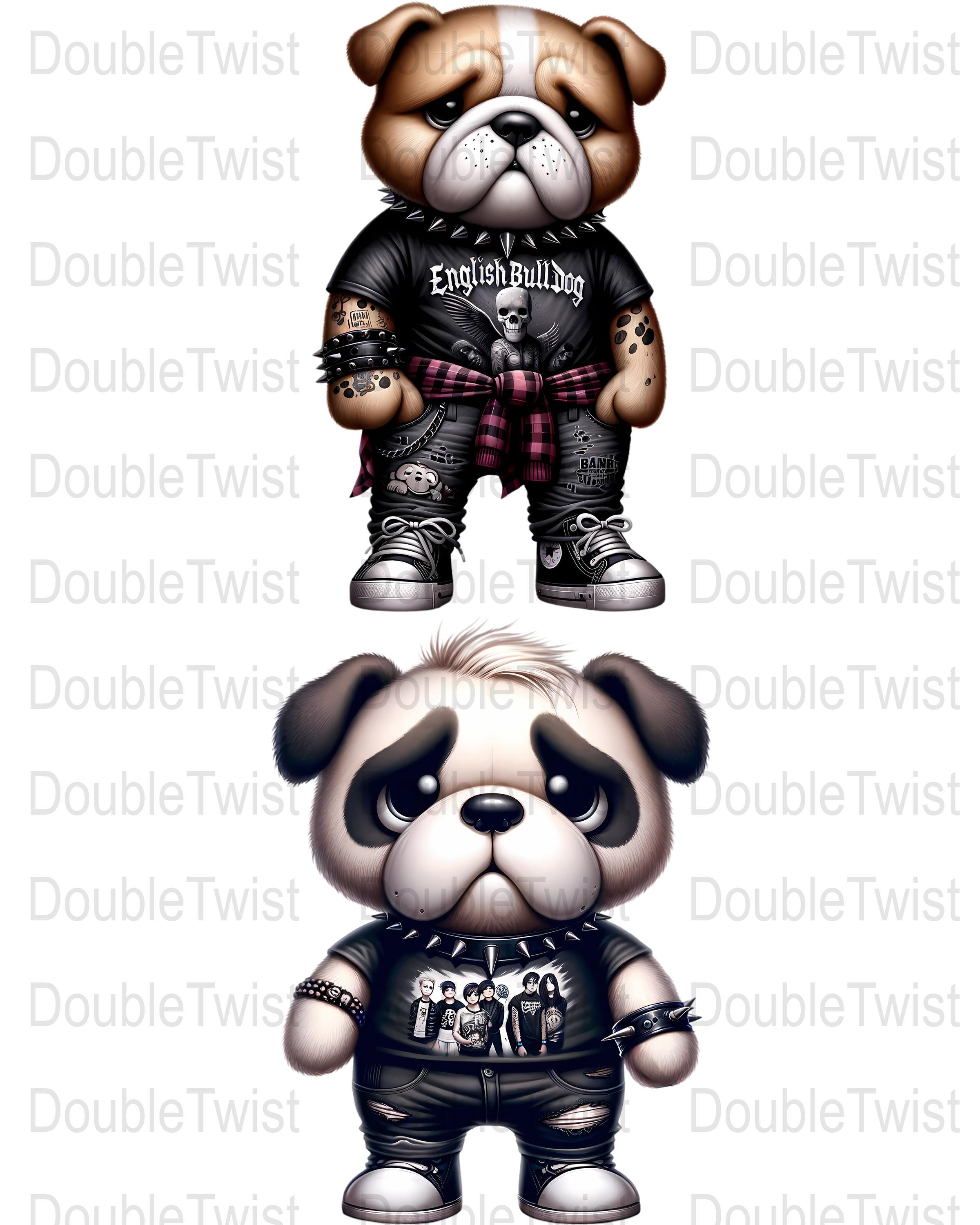 Emo English Bulldogs Clipart, Cute Goth Dog PNG, Digital Download, Pet ...