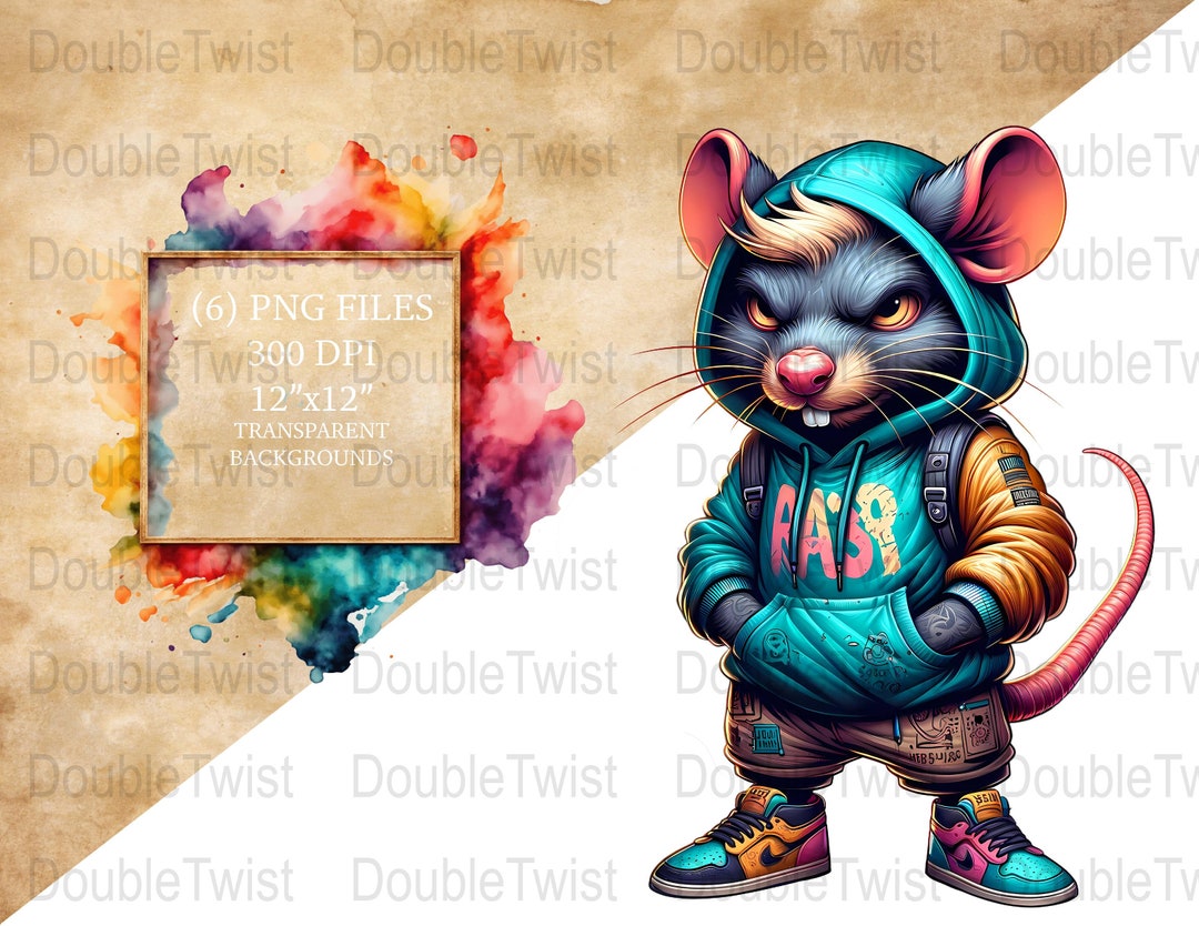 Hoodrat, Streetwear Rats PNG Clipart, Urban Rat With Attire, Graffiti ...