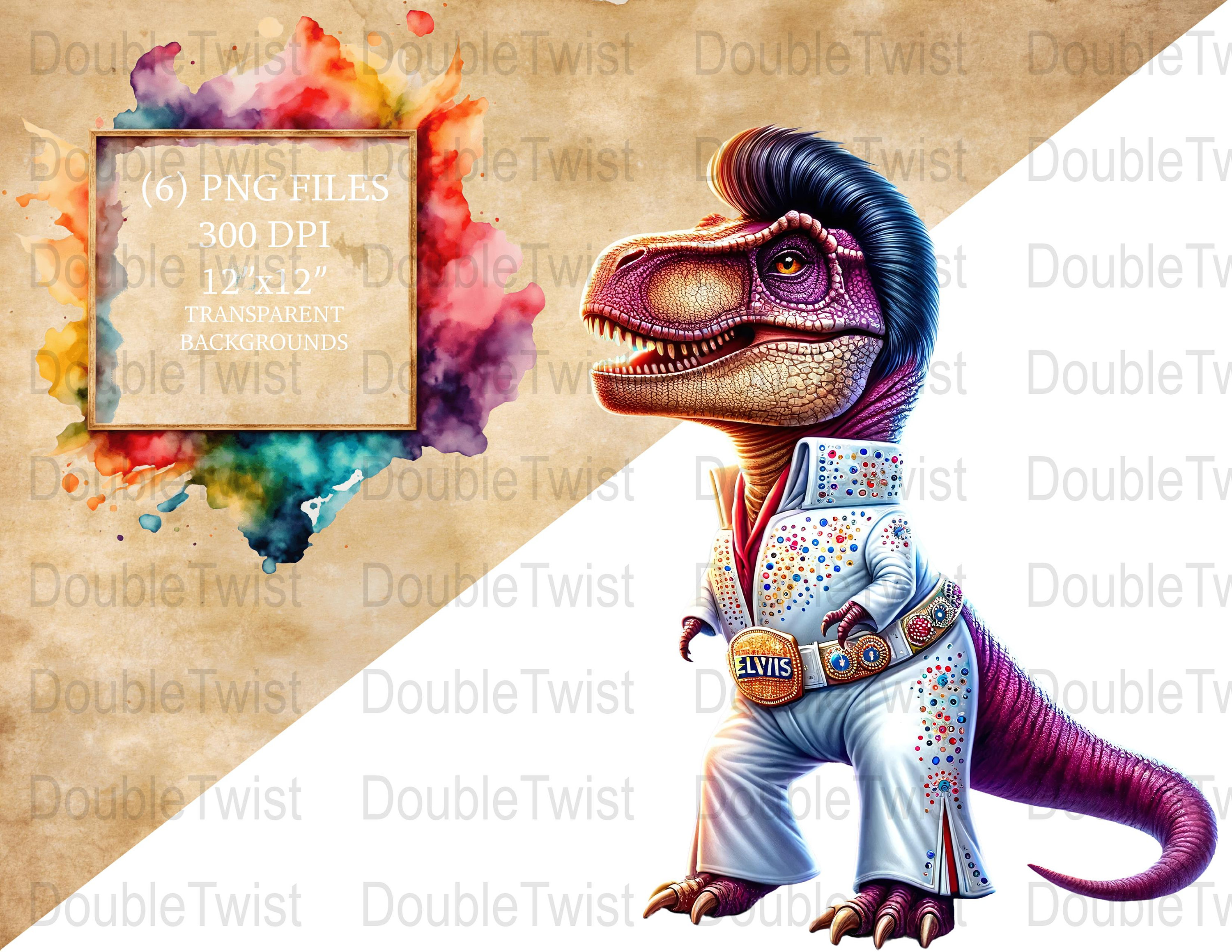 T-rex Elvis Clipart, Dinosaur Rock Star PNG, Retro Music Illustration ...