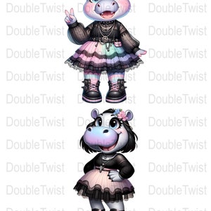 Pastel Goth Hippos PNG Clipart, Cute Goth Hippopotamus Graphics ...