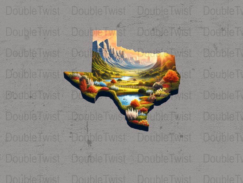 Texas Scenery Outline PNG, Diverse Texas Landscapes Illustration, Wall ...