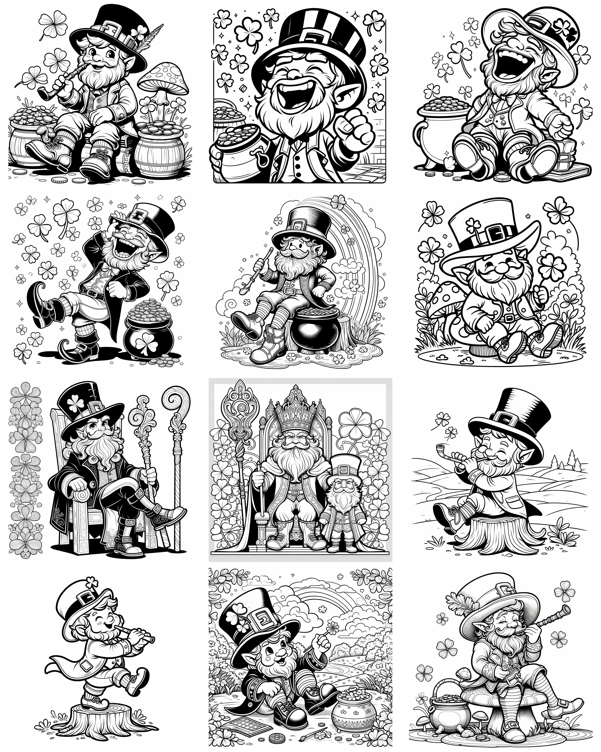 Leprechaun Coloring Pages for Adults PDF 12 Pages, Printable St ...