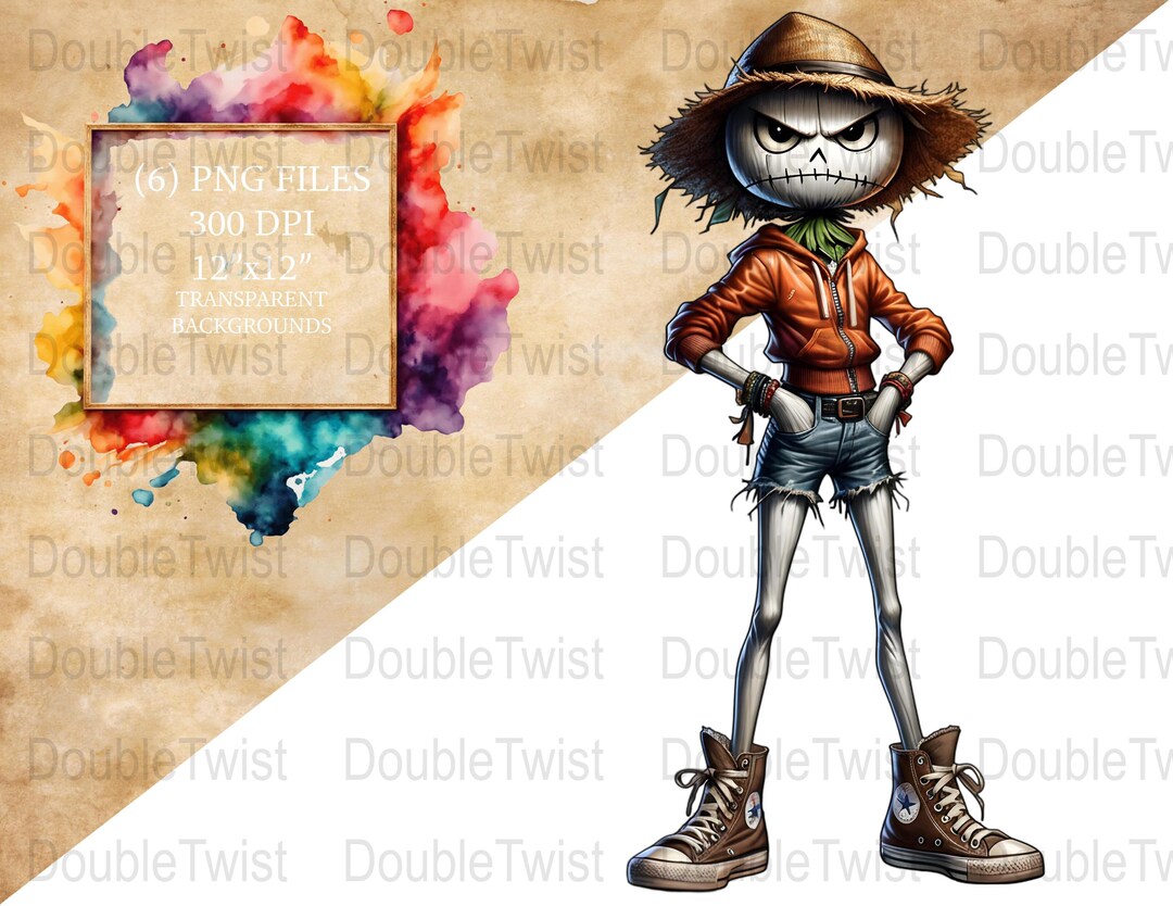 Angry Scarecrow Clipart Bundle, Gothic Halloween PNG Sublimation ...