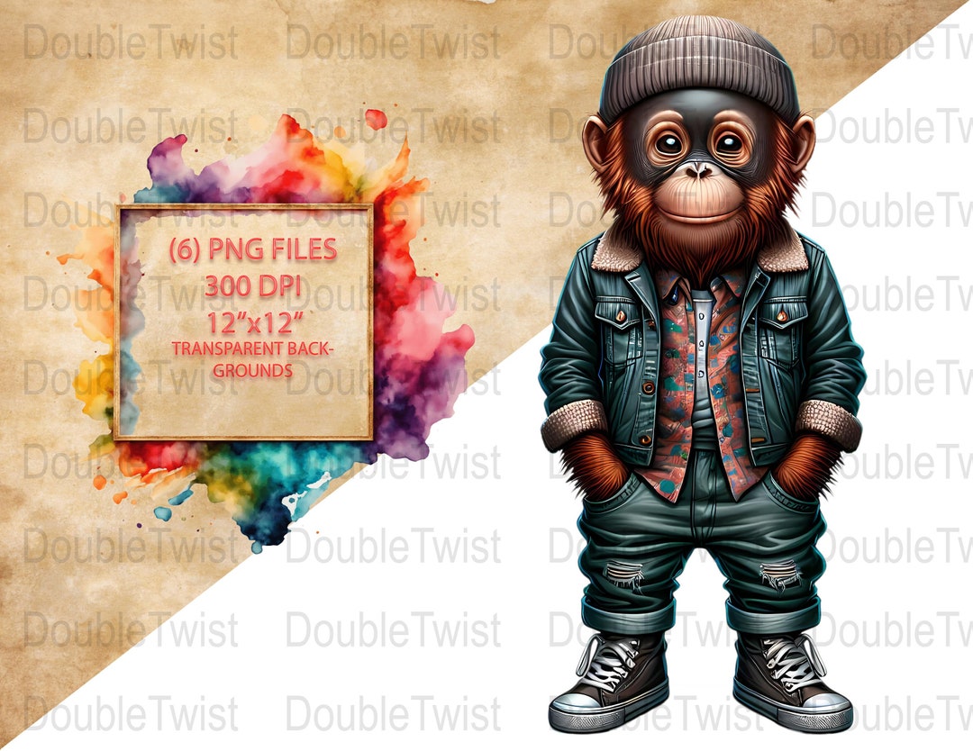 Hip Hop Orangutan Clipart Collection, Streetwear Monkey Art, Cool Ape ...