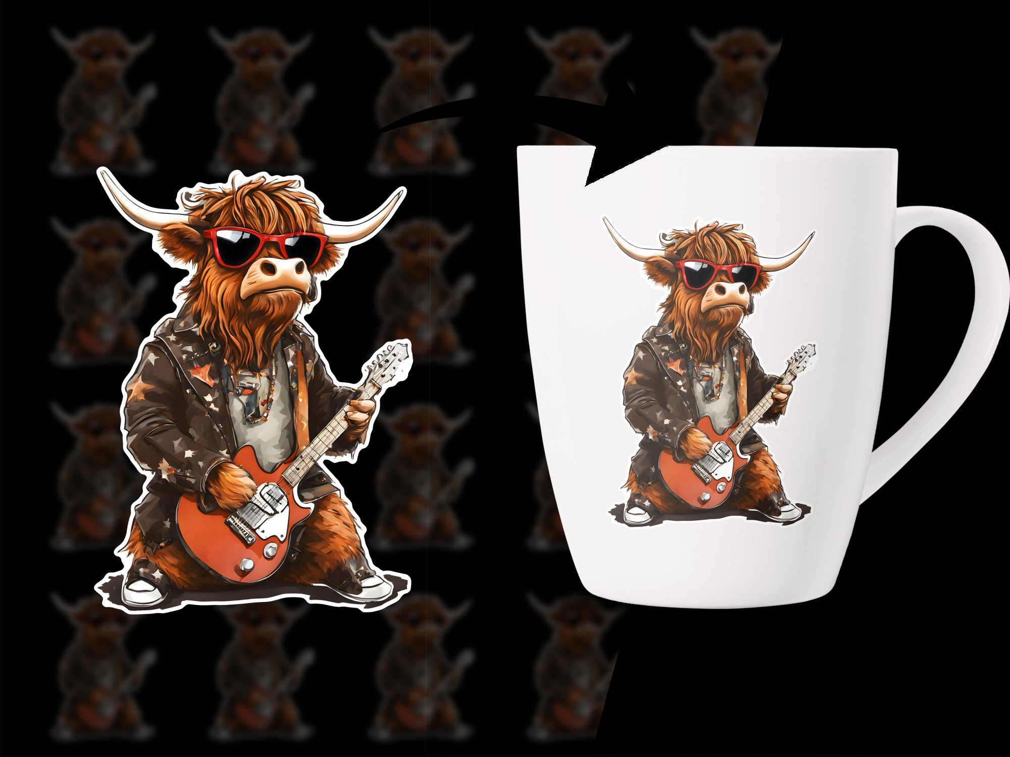 Highland Cow Rocker PNG - Etsy